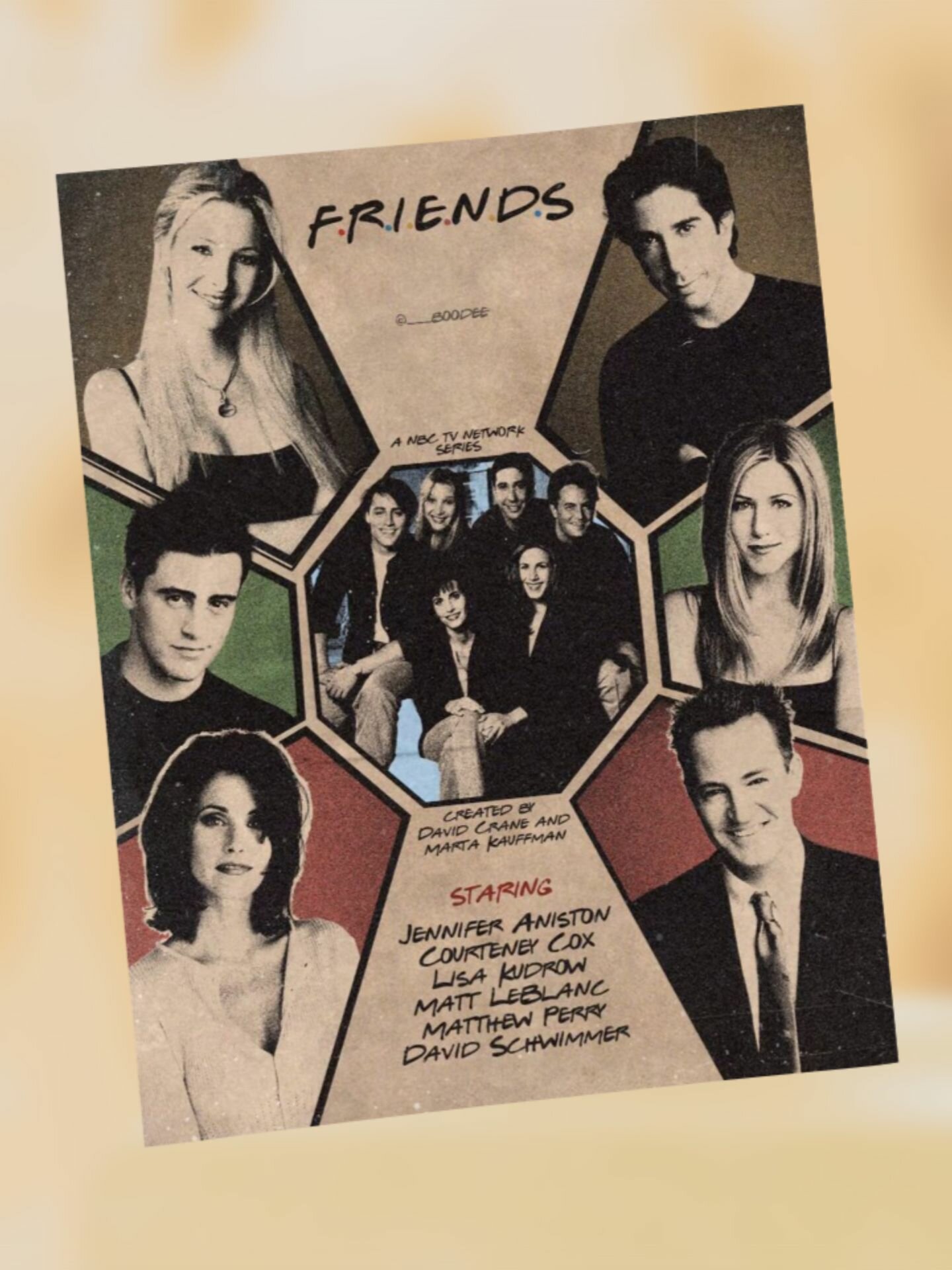 Постер pinterest "Друзья (ретро)", 29х42, А3, глянцевый