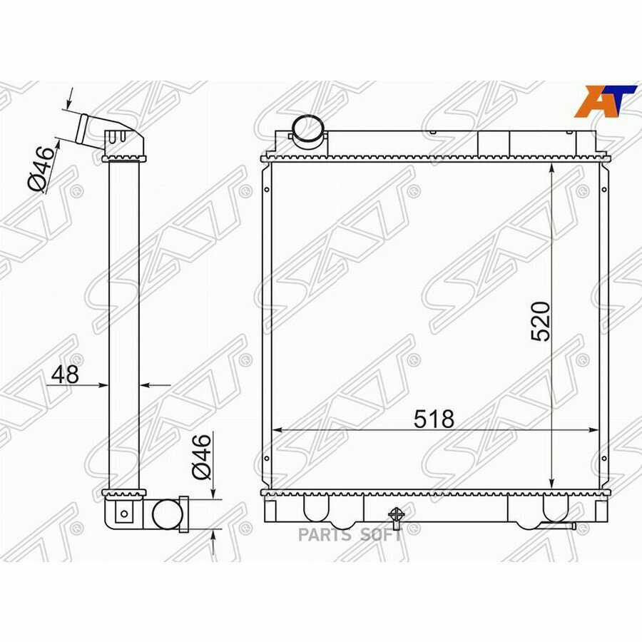 Радиатор Mitsubishi Fuso Canter FE5 93-02 / Fuso Canter FE6 93-02 от официального дистрибьютора, SAT, артикул MC00844