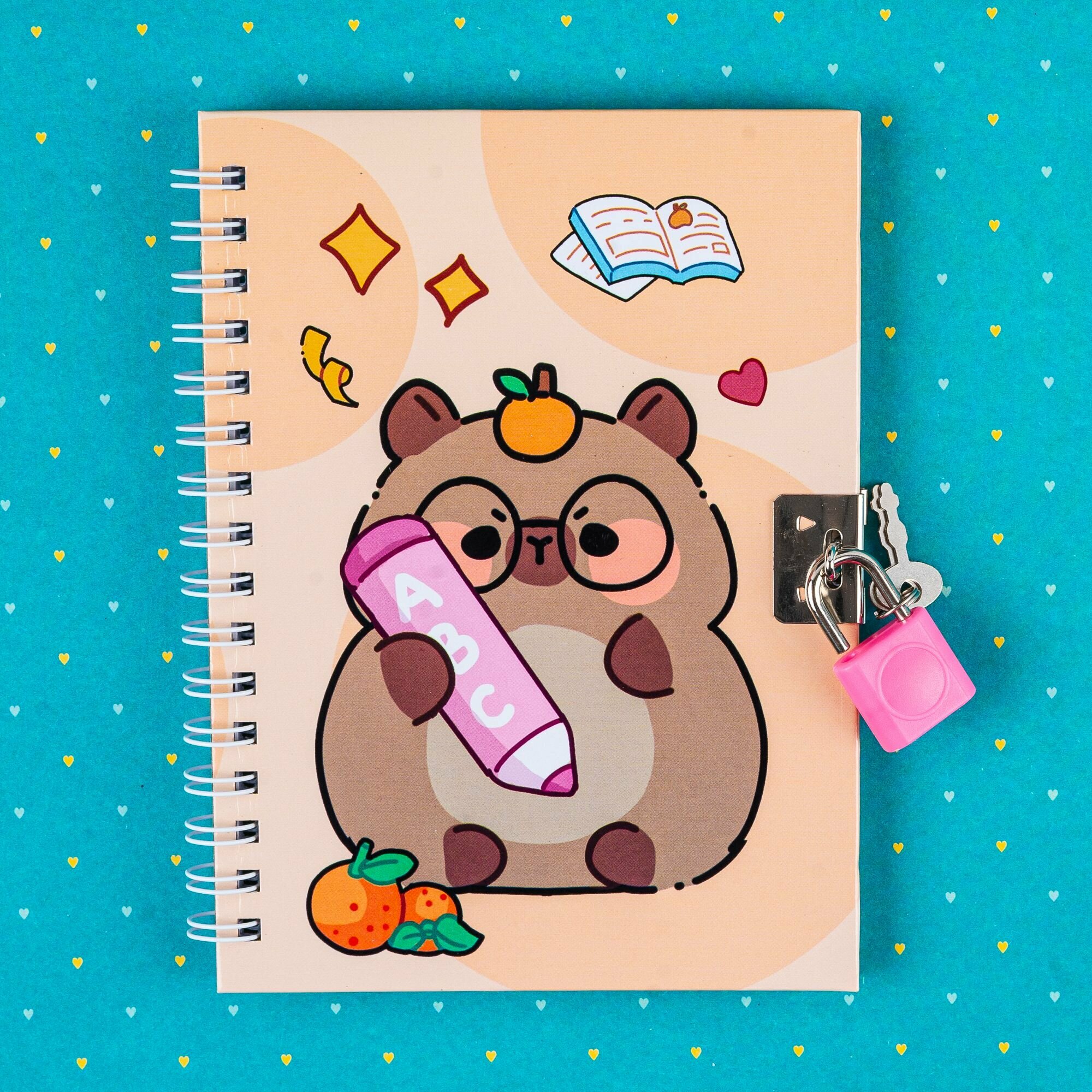 Basir GK-6684 Блокнот + замочек: Капибара, 40 л; 13х18 см (с карандашом)