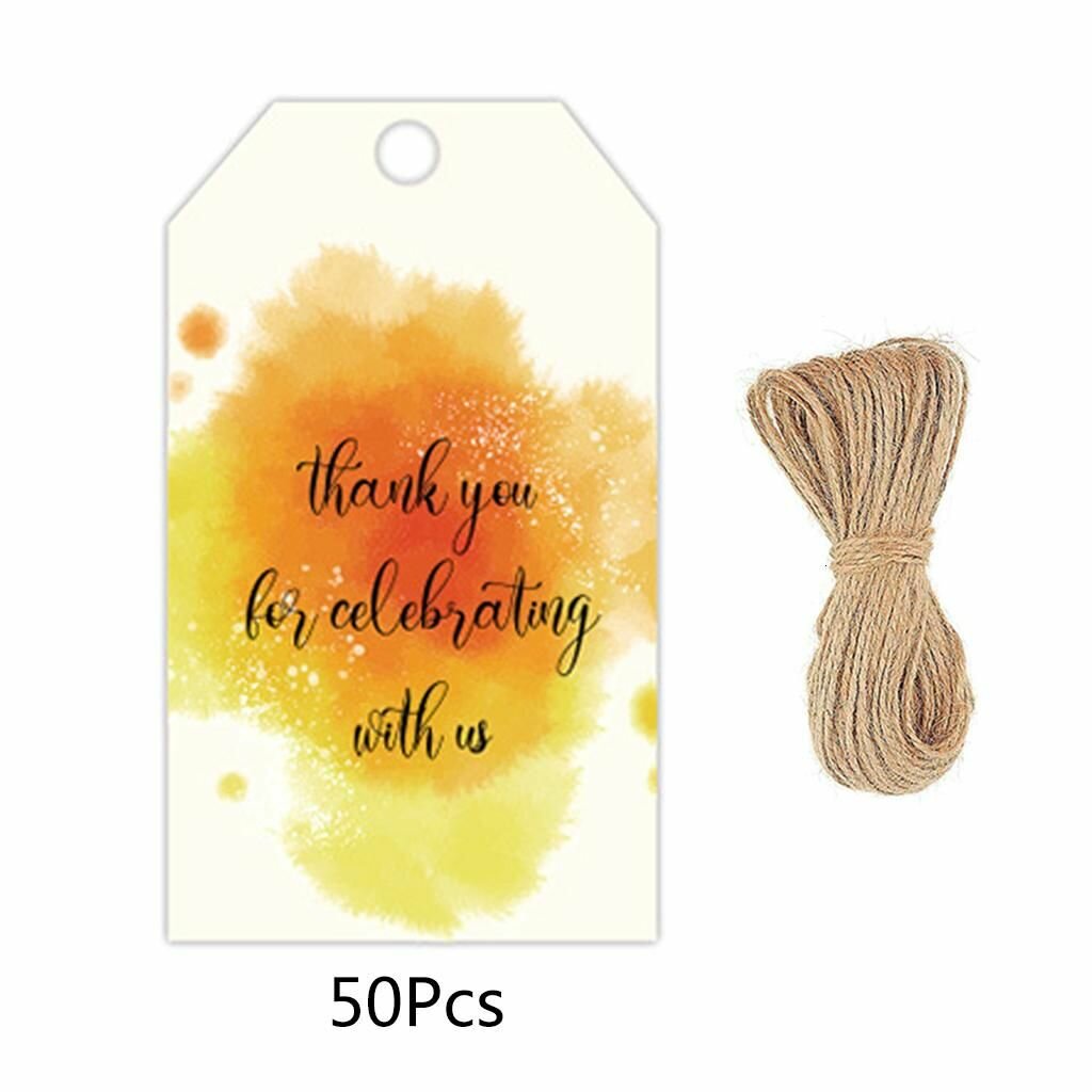 50 шт, цветная печать, благодарственная этикетка, бирка, украшение подарочной упаковки-i