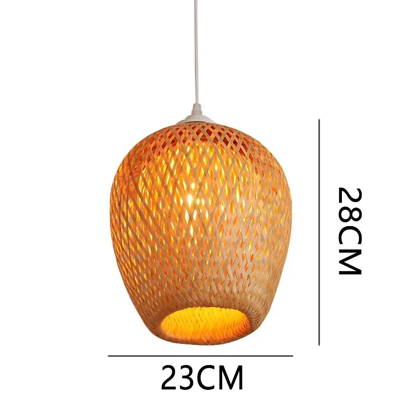Ретро подвесная люстра из бамбука ZODOLAMP, 24-hour shipping, Type C-Dia 23CM, E27 changeable light