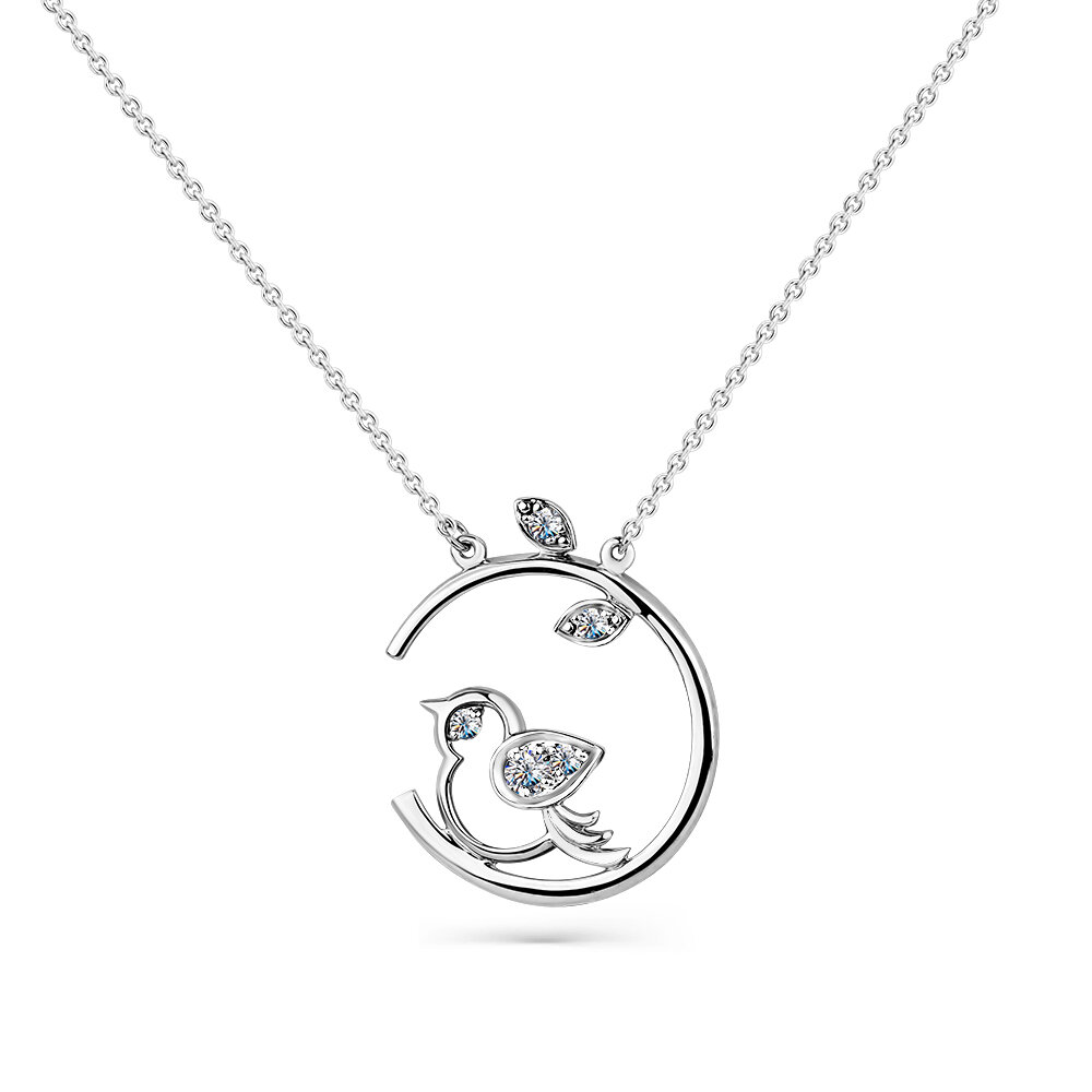 Колье, белое золото, 585 проба, бриллиант