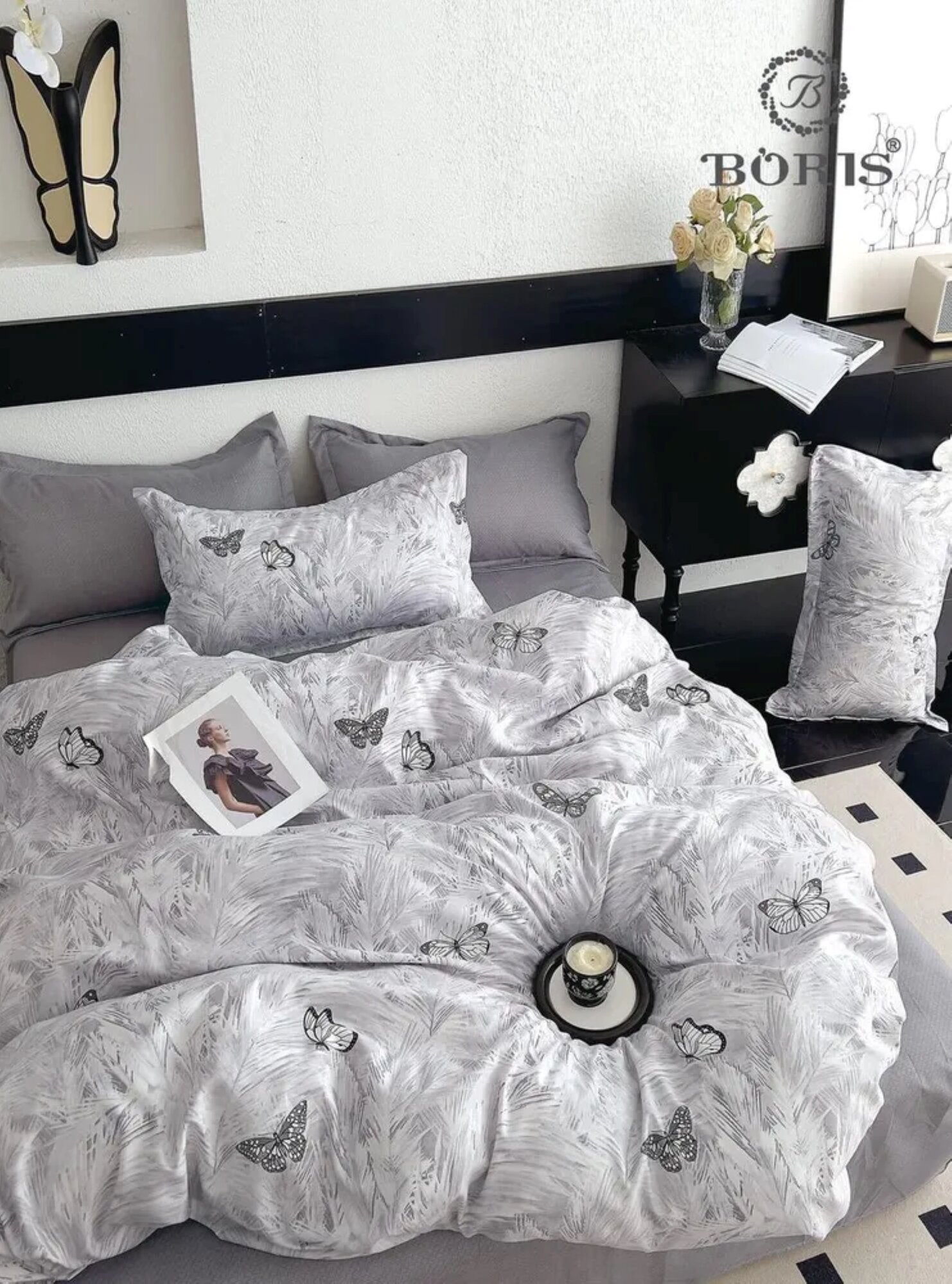 Постельное белье евро Boris Dense, комплект из 6 предметов, мягкое как бархат