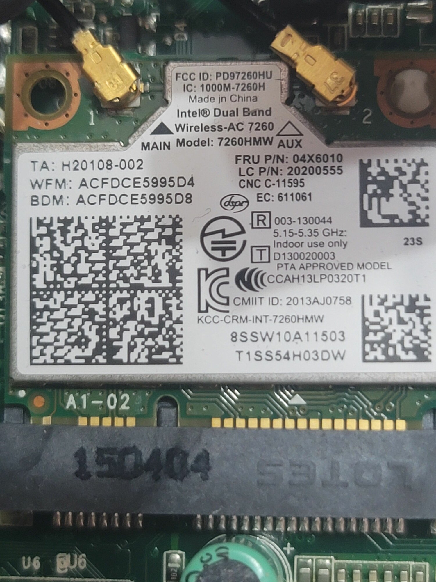 Адаптер беспроводной связи Intel Intel Dual Band Wireless-AC 7260 (7260HMW)