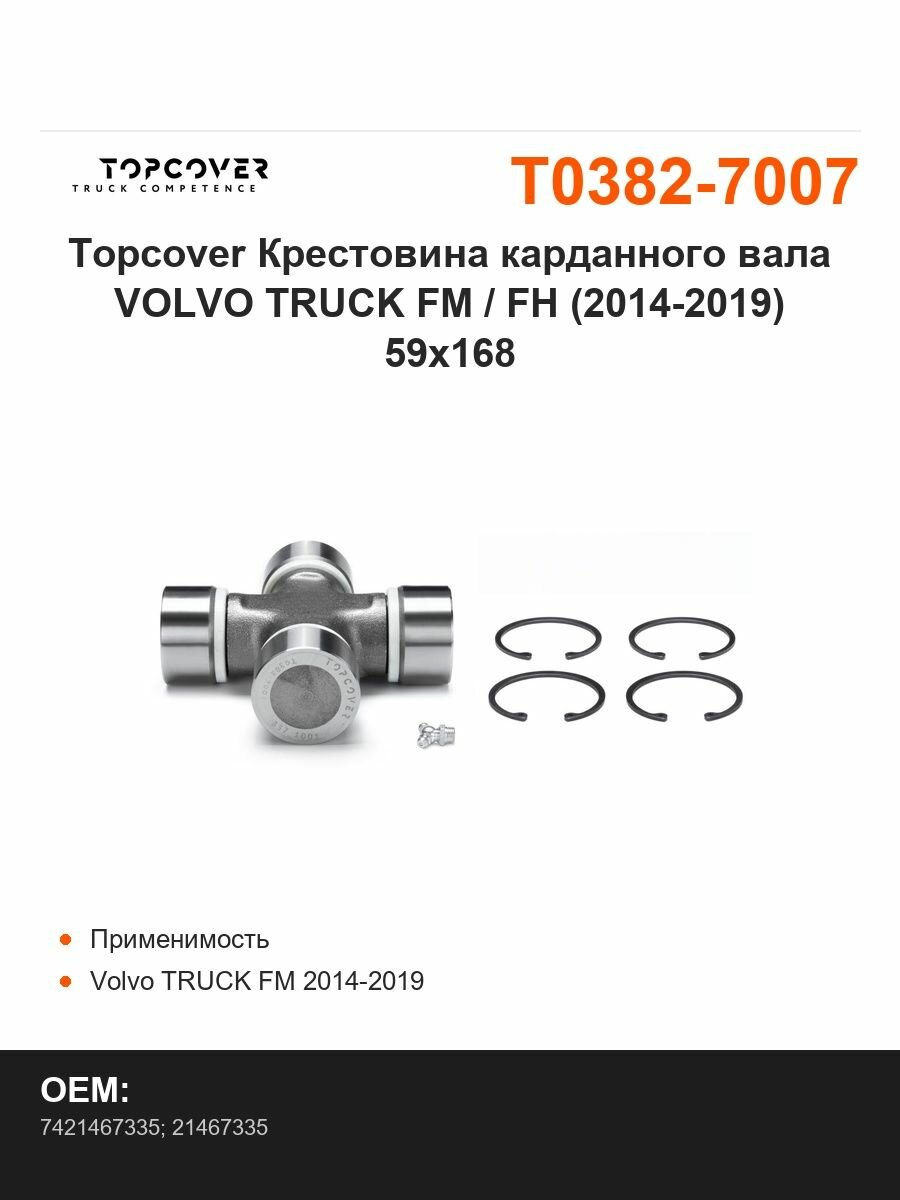 Topcover Крестовина карданного вала VOLVO TRUCK FM / FH (2014-2019) 59х168