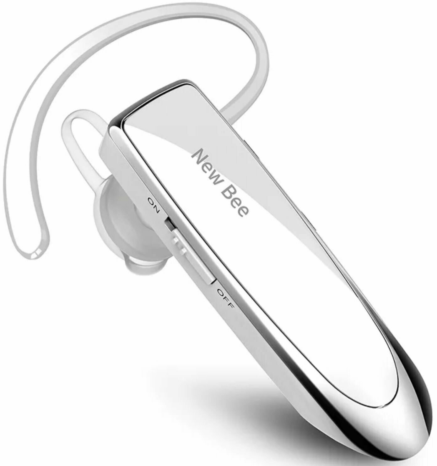 Беспроводная Bluetooth гарнитура NEW BEE LC-B41 с мощным аккумулятором 240мАч с русскоязычными уведомлениями белый