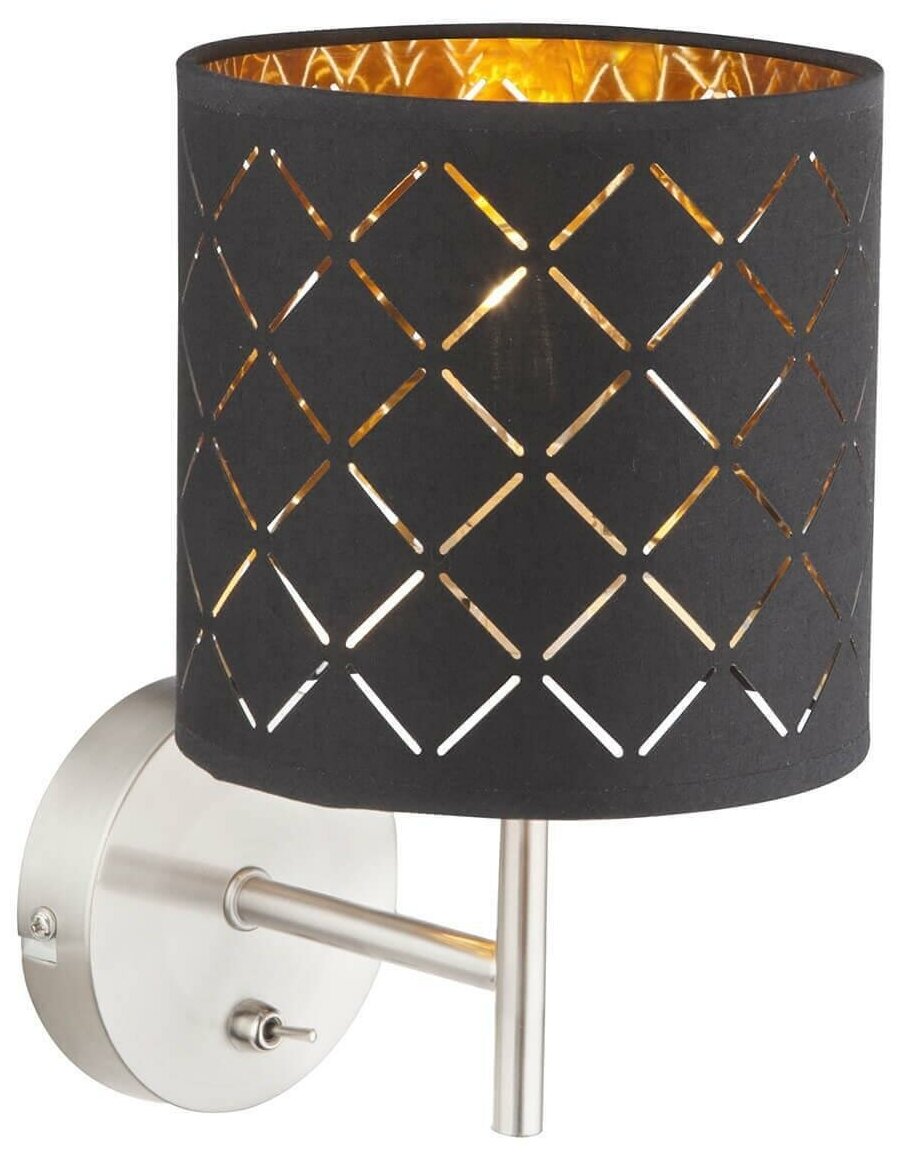 Бра Globo Clarke 15229W, цвет Черный/Хром, материал Металл/Ткань