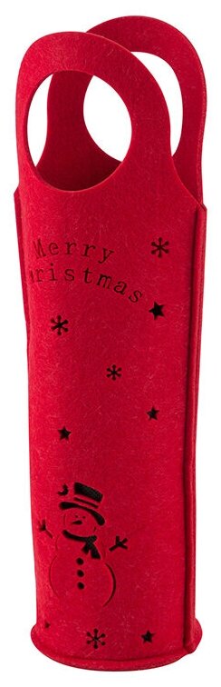 Чехол для бутылки и подарков Новый год 38х16 см красный войлок