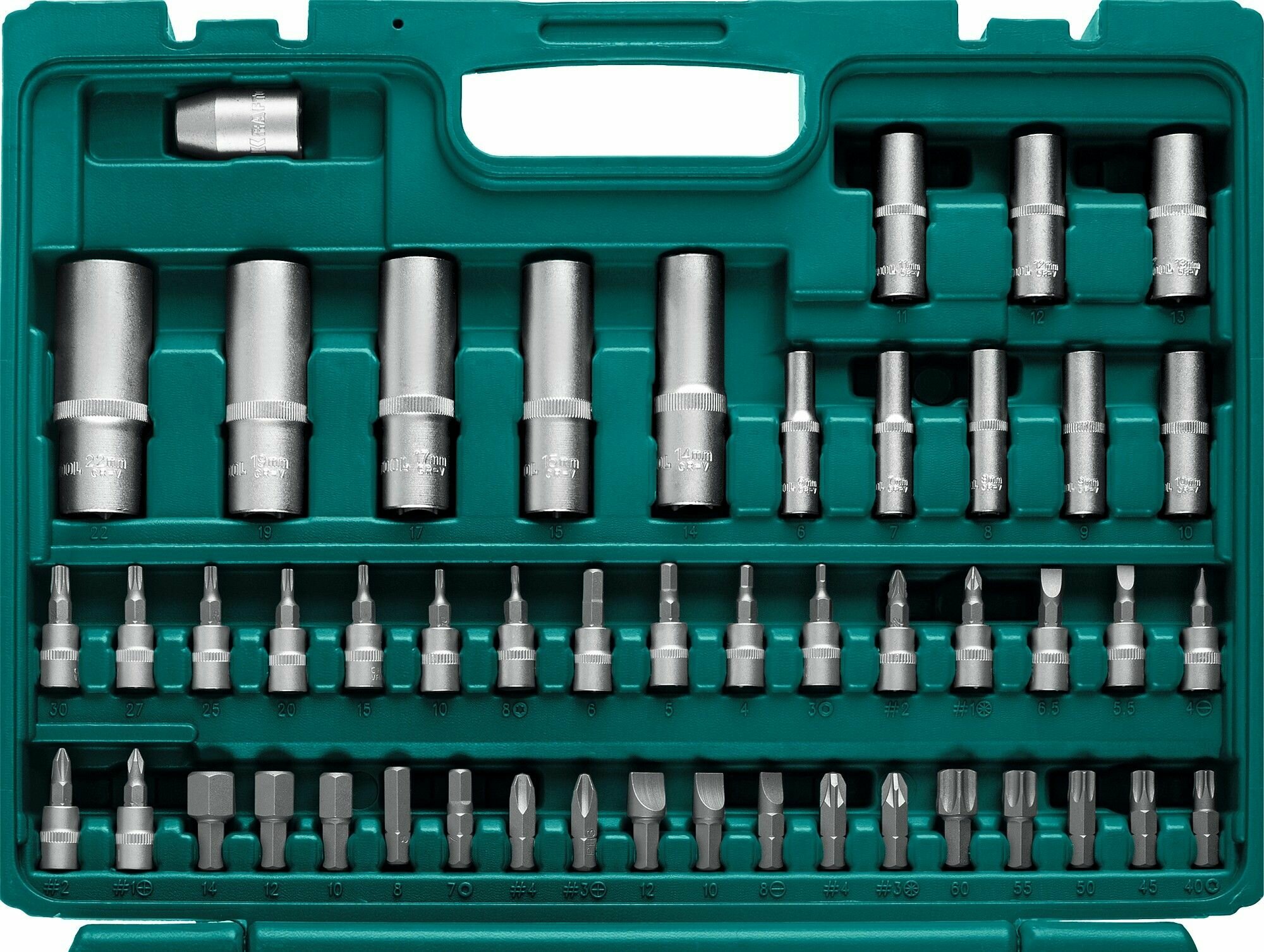KRAFTOOL X-Drive 108, 108 предм, (1/2"+3/8"+1/4"), универсальный набор инструмента (27888-H108) — фото 1