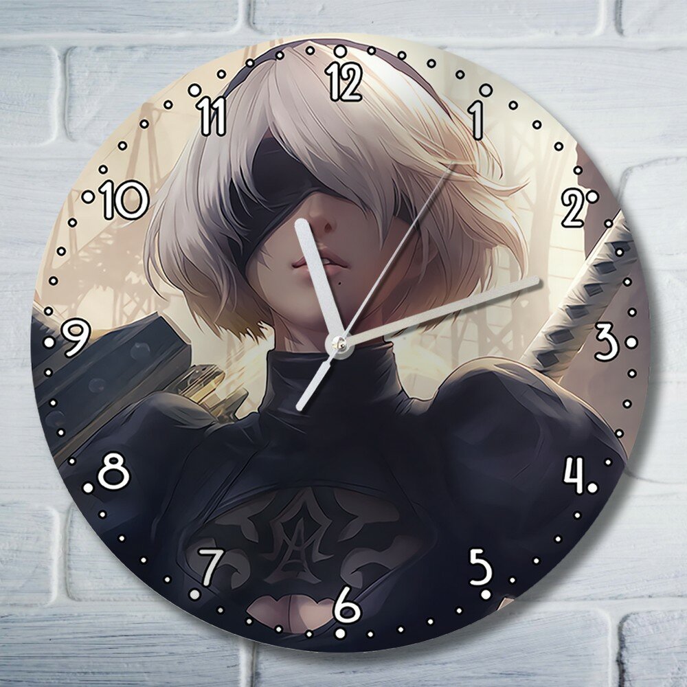 Настенные часы УФ "игры nier automata (2B, туби, девушка) - 10431"