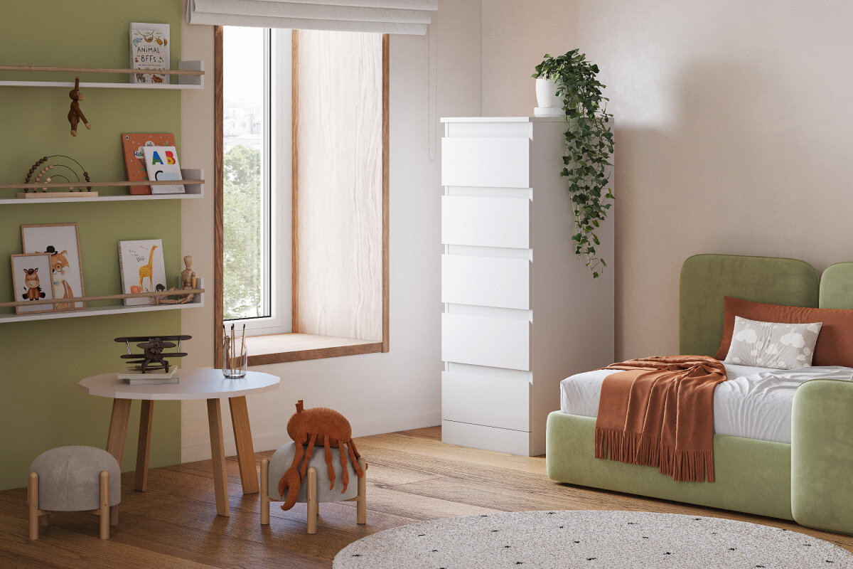 Комод Стефани Мальм-28 Белый для одежды 40*123*48