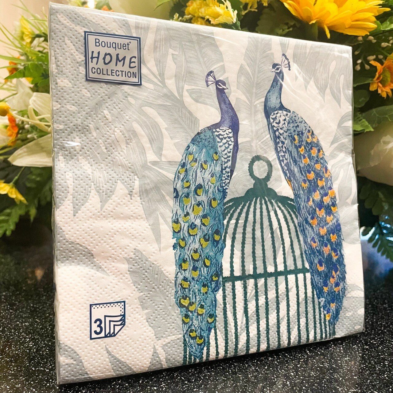 Салфетки Desna "Сказочные Павлины", целлюлоза, 33x33 см, квадратные