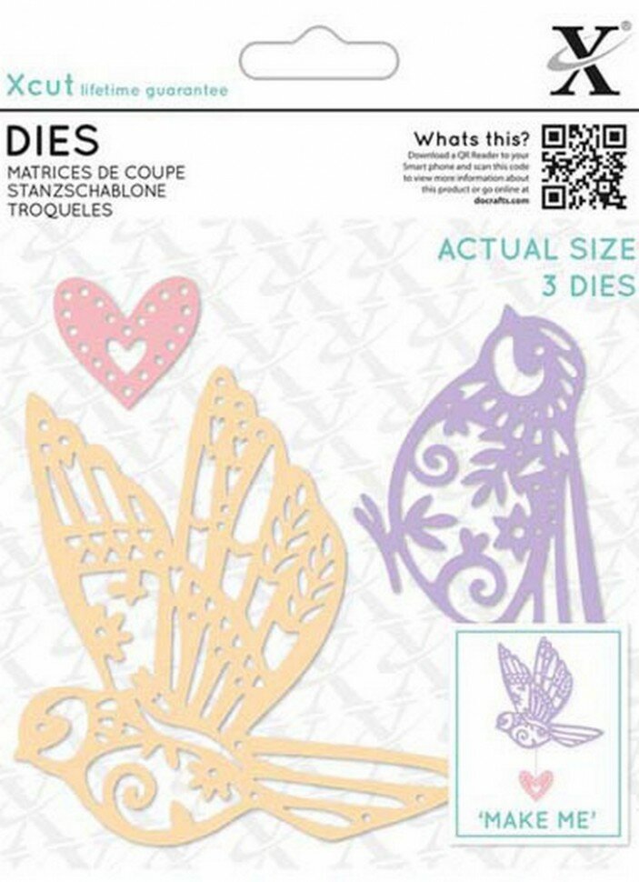 Docrafts XCU504075 Набор ножей для вырубки Птицы с узорами, 3 шт