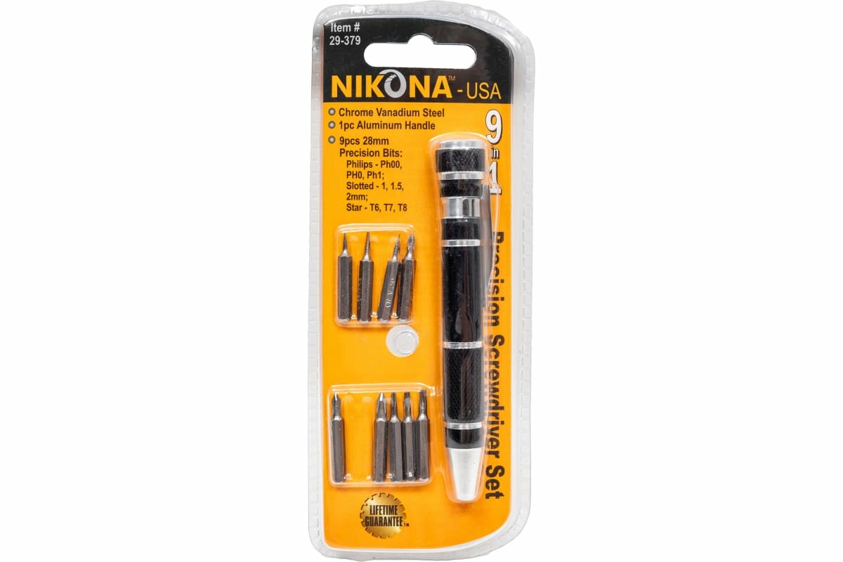 Отвертка карманная "NIKONA" в виде ручки для точных работ (9 в 1) 29-379