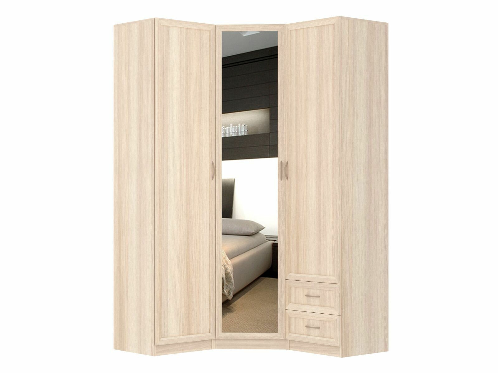 Шкаф угловой для одежды "Наполеон 9.2" 120/120х220х45, ясень шимо светлый