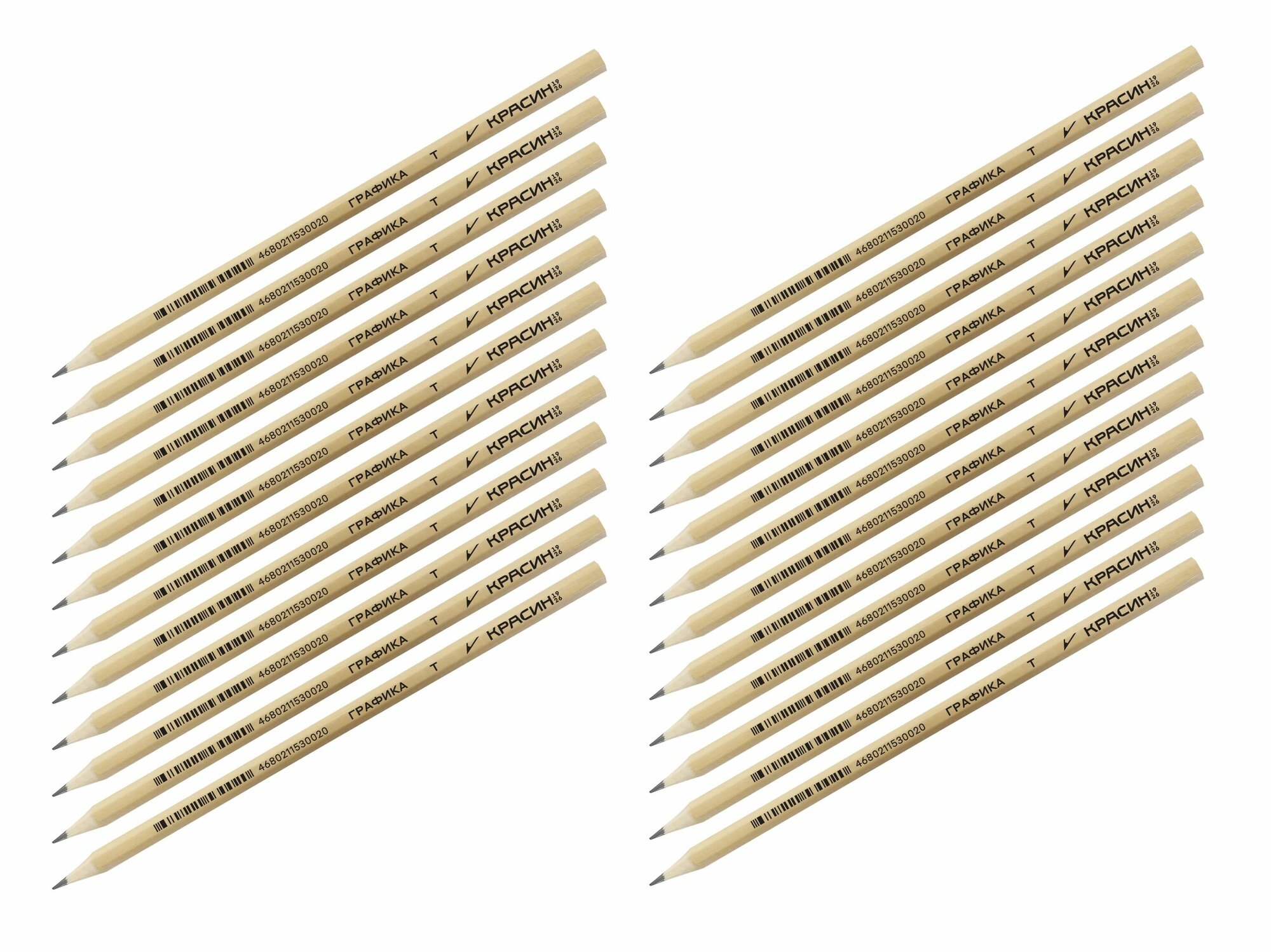 Набор 24 шт. - Карандаш ч/г Красин "Графика" Т (Н), заточен.