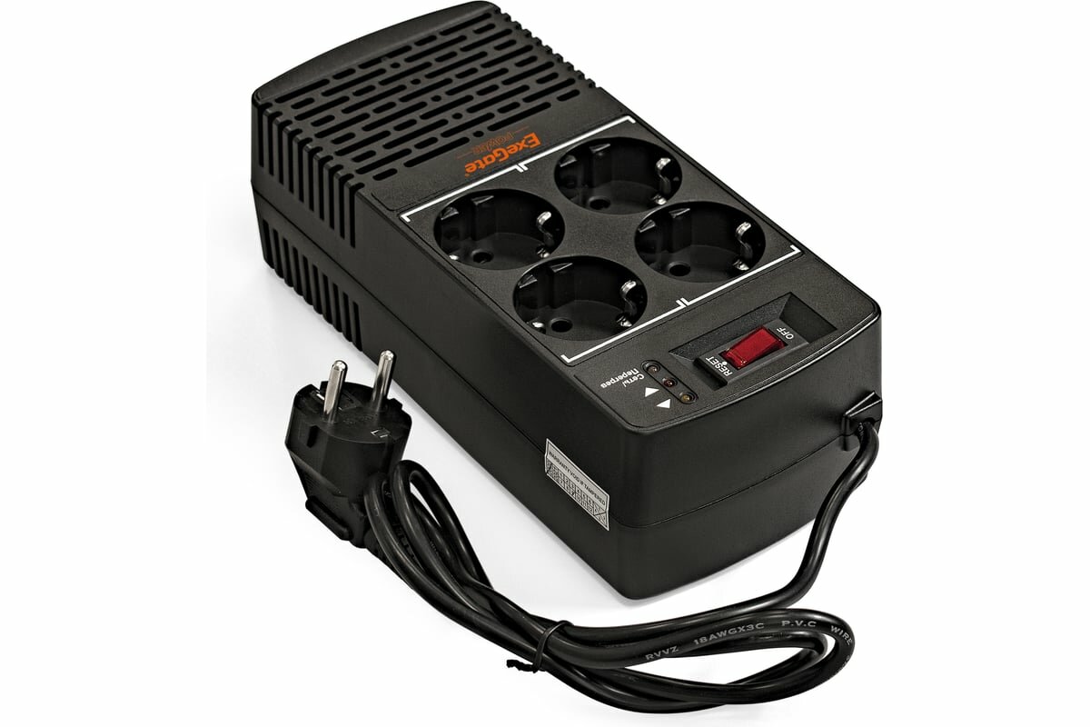 ExeGate Power AD5000-800 стабилизатор 800VA/400W, диапазон 150-280В, 4 евророзетки