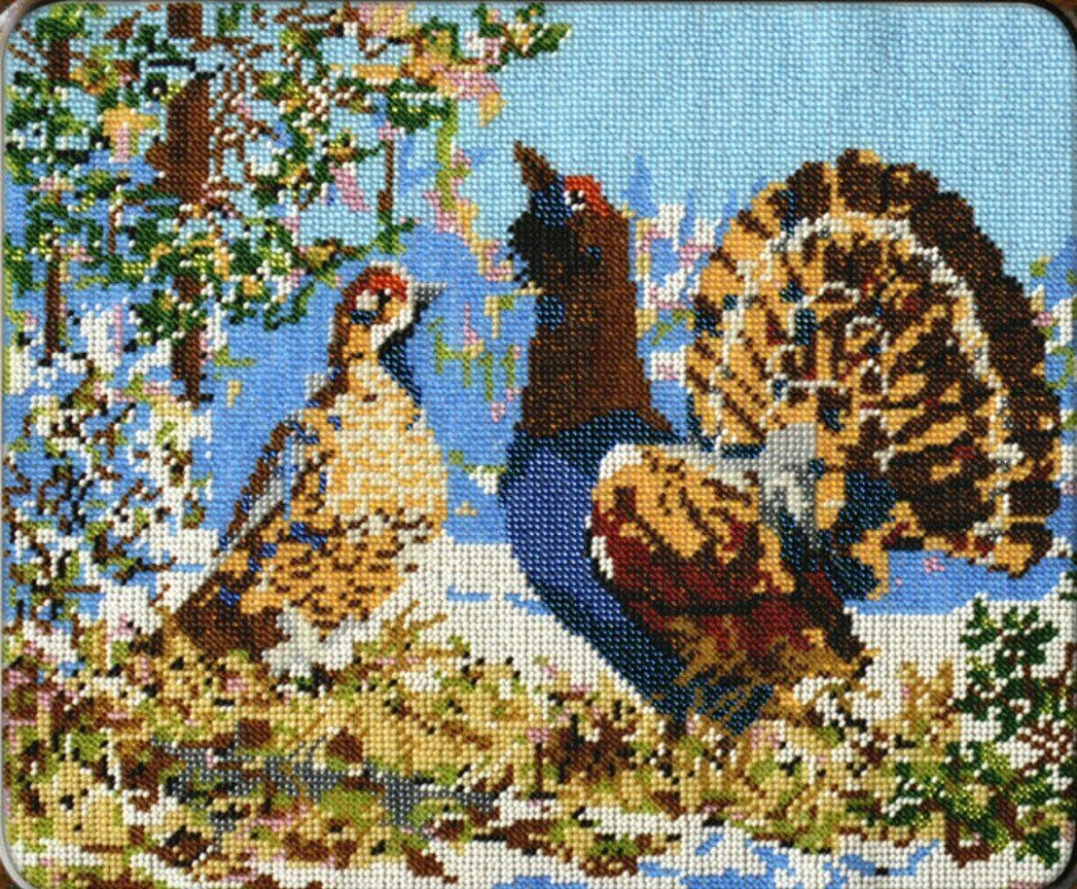Набор для вышивания Вышиваем бисером #В-89 Глухари, Вышивка бисером, 31.5 х 26 см