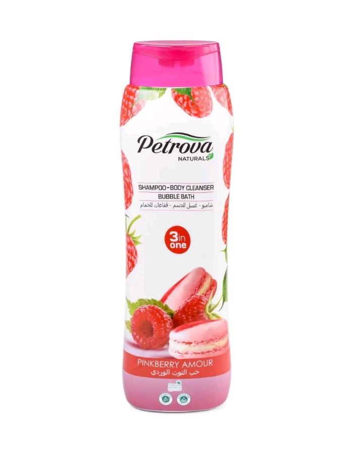 Petrova Naturals Shampoo - Body Cleanser - Bubble Bath - Pinkberry Amour 3 в 1 Шампунь, гель для душа и пена для ванн 500 мл.