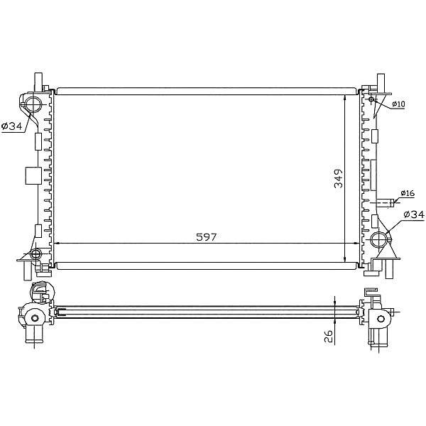 STELLOX 10-25130-SX (1025130_SX / 1061191 / 1061192) радиатор системы охлаждения\ Ford (Форд) Focus (Фокус) 2.0 16v