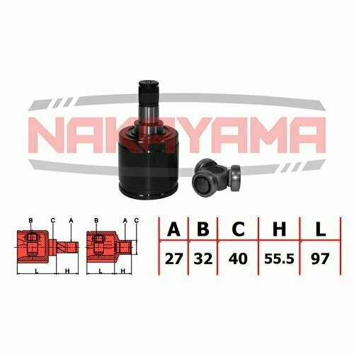 ШРУС внутр. к-кт правый HONDA CR-V RD1/RD2 97-01 (27x32x152.5x40) Nakayama NJ7098NY