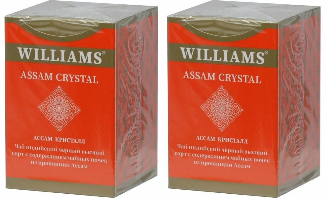 Williams Чай черный индийский Assam Crystal, с высоким содержанием чайных почек, 100 г, 2 шт