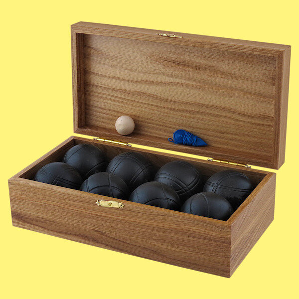 Петанк (бочче) в дубовом кейсе на 8 шаров (цвет чёрный)