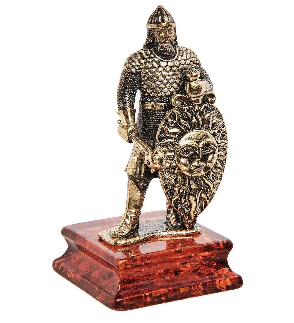 Фигурка Рыцарь Славянский воин (латунь, янтарь) A2101885 Народные промыслы бронзовый