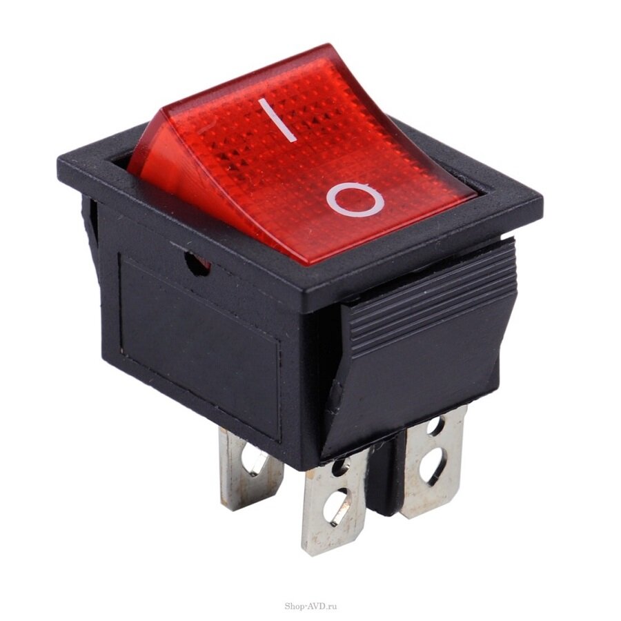 Клавишный переключатель SC-767 (KCD2-201N-B) On-Off 30A 250V с подсветкой 220v (Красный) Desung