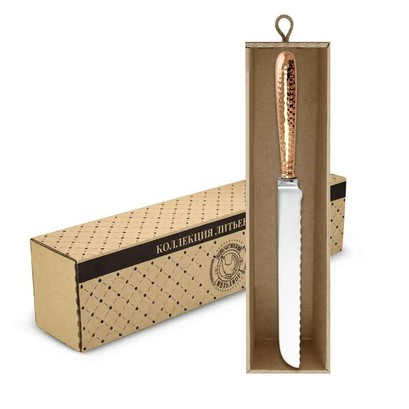 Кольчугинский мельхиор Нож для хлеба медный кованый (КМ1120НЖ01)