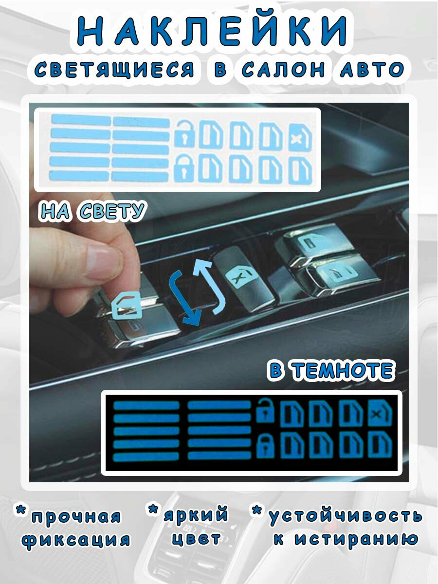 Наклейки для автомобилей "COMFIAMO" - светящиеся синие наклейки для приборной панели