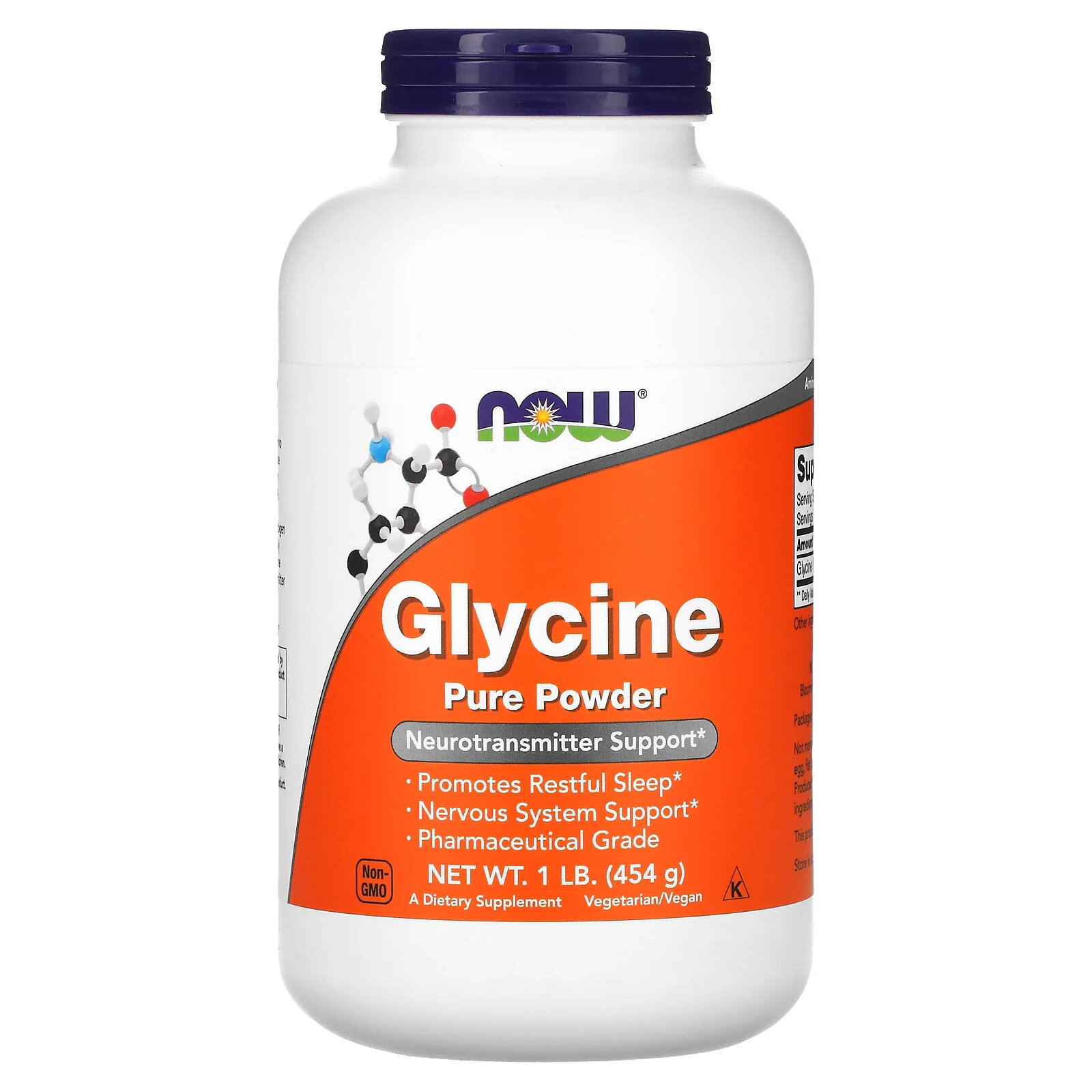 Аминокислота Глицин, NOW Glycine Pure, вкус нейтральный, 454 гр.