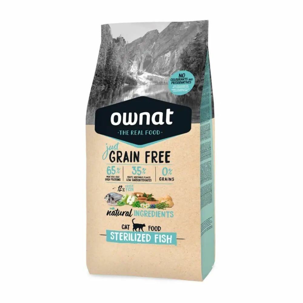 Ownat Grain Free Корм сухой для стерилизованных кошек, с рыбой, 1 кг