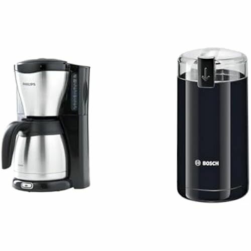 Кофеварка с фильтром Philips, нержавеющая сталь, (HD7546/20), и кофемолка Bosch TSM6A013B, черная