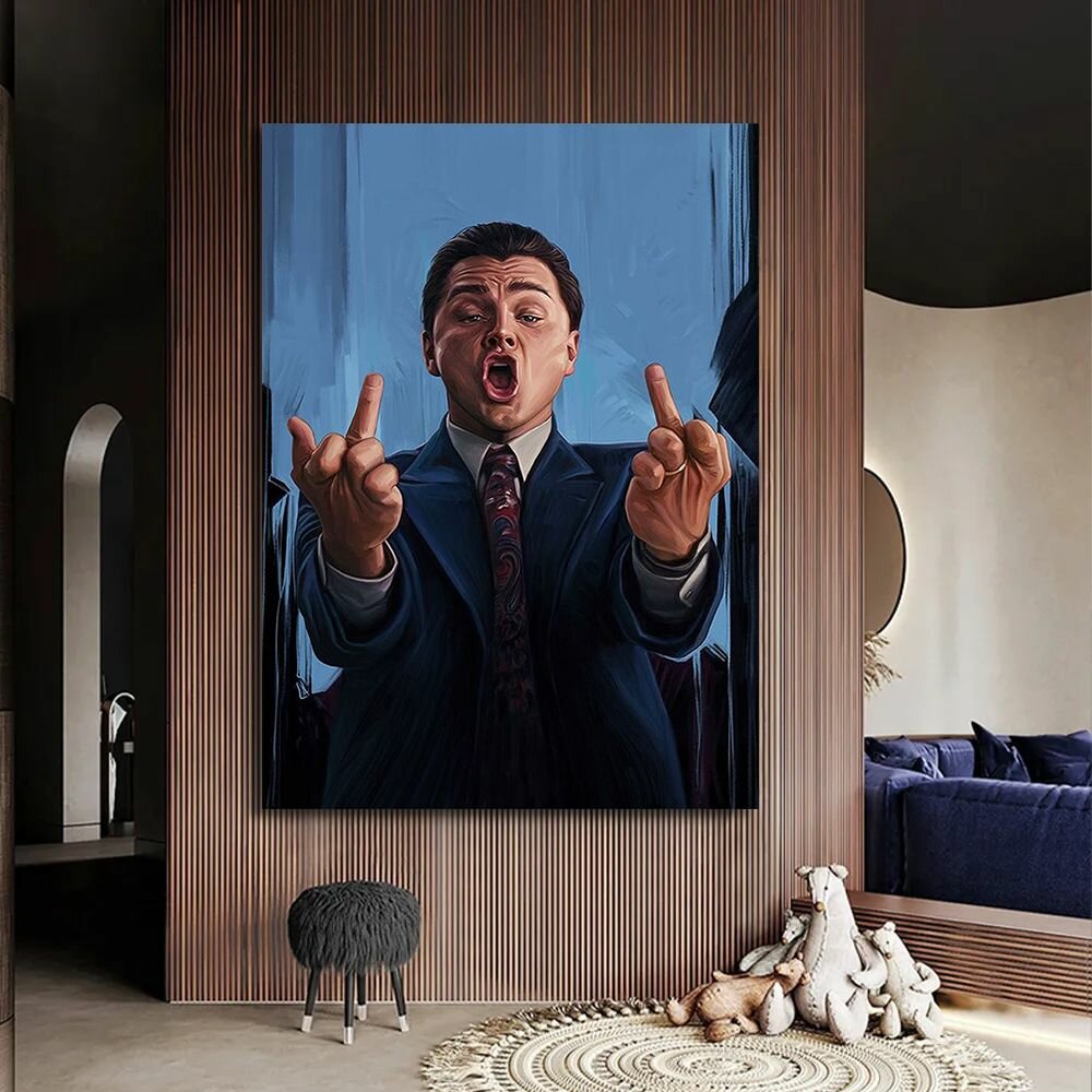 Картина "Волк с Уолл-стрит", на холсте, 20x30 см, на подрамнике, с креплением