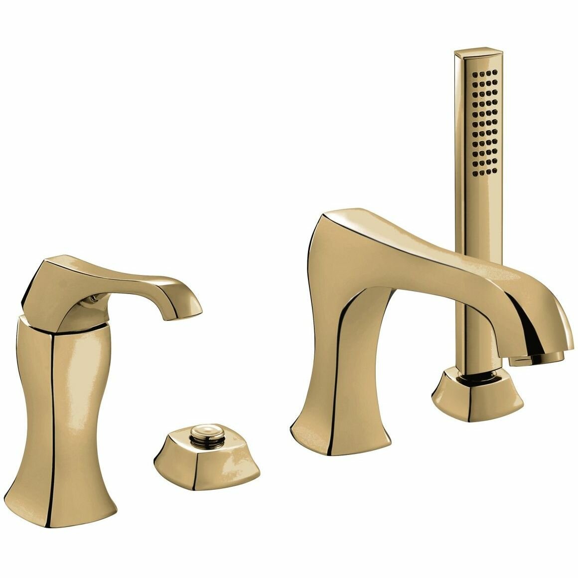 Комплект смесителя на борт ванны Emmevi (Эммеви) Ares, 4 отверстия (излив 19,2 см), с набором для душа, бронза, 76120/BR