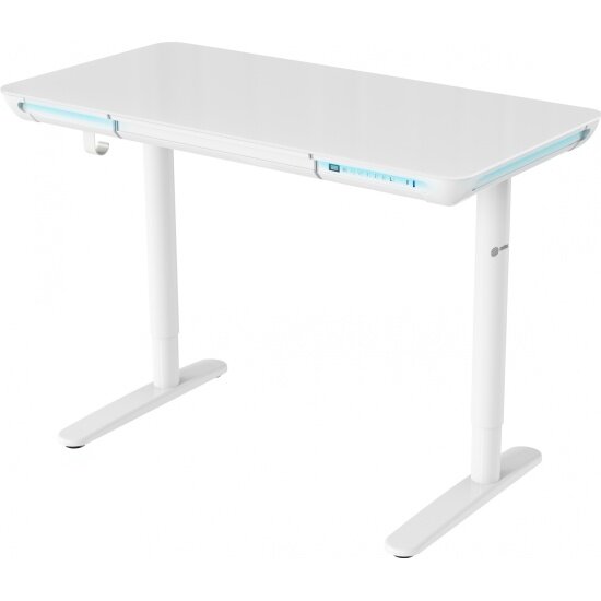 Стол компьютерный Cactus CS-EGD-WT-LED столешница закаленное стекло белый каркас белый