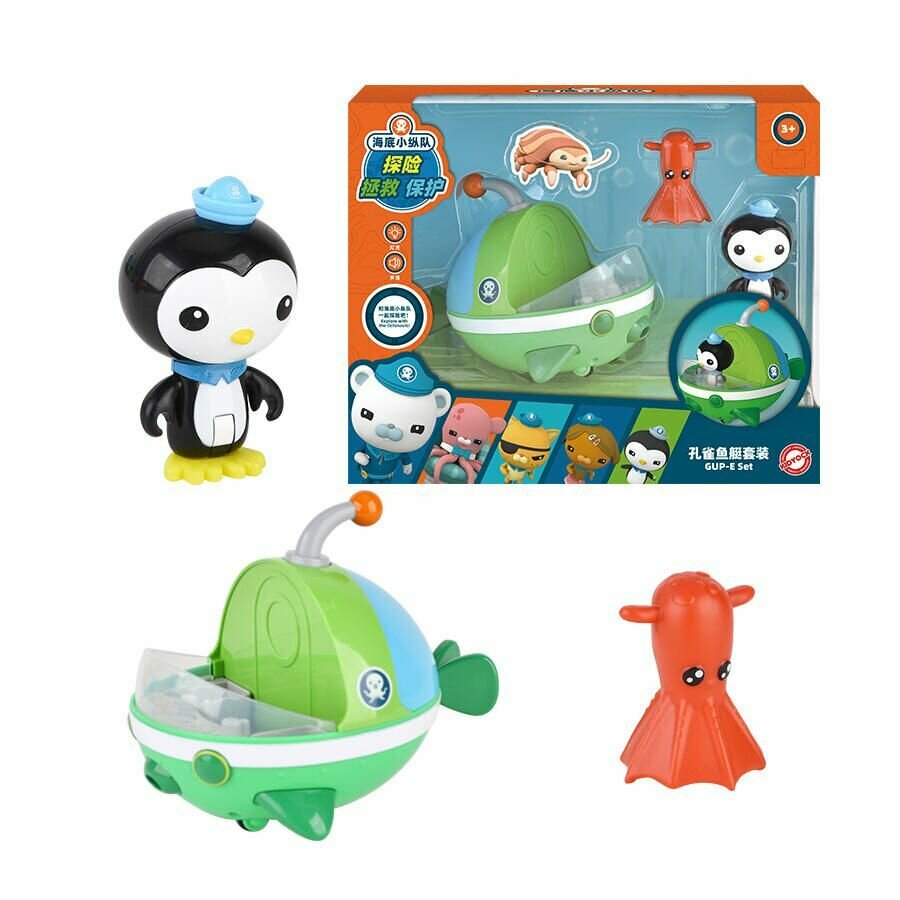 Octonauts Gup Set Октонавты Игрушка-рыбацкая лодка с забавными звуками и подсветкой, С подвижными персонажами и существом, Подходит для детей старше 3 лет