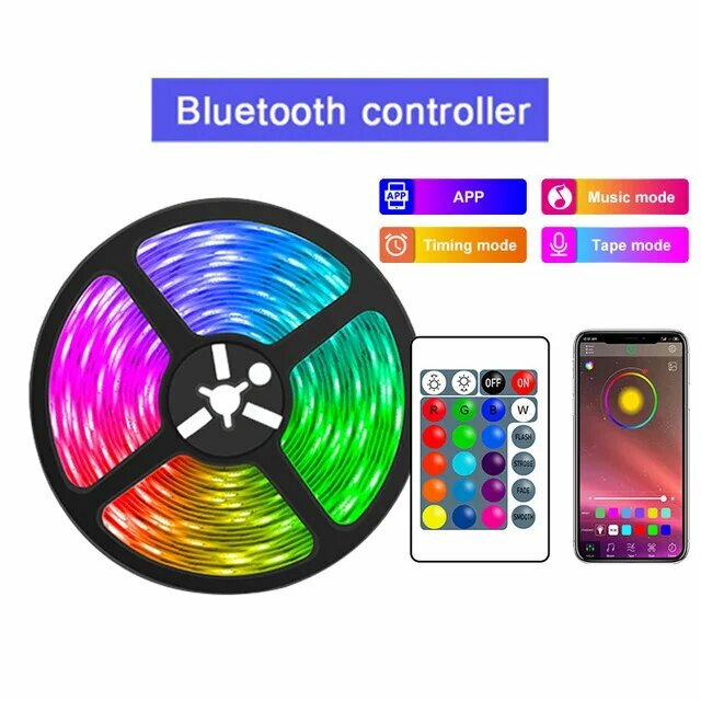 Светодиодные ленты USB RGB 5050, светодиодные лампы с управлением через приложение Bluetooth, гибкая светодиодная лента для декора комнаты, ТВ, подсветка, диодная лента