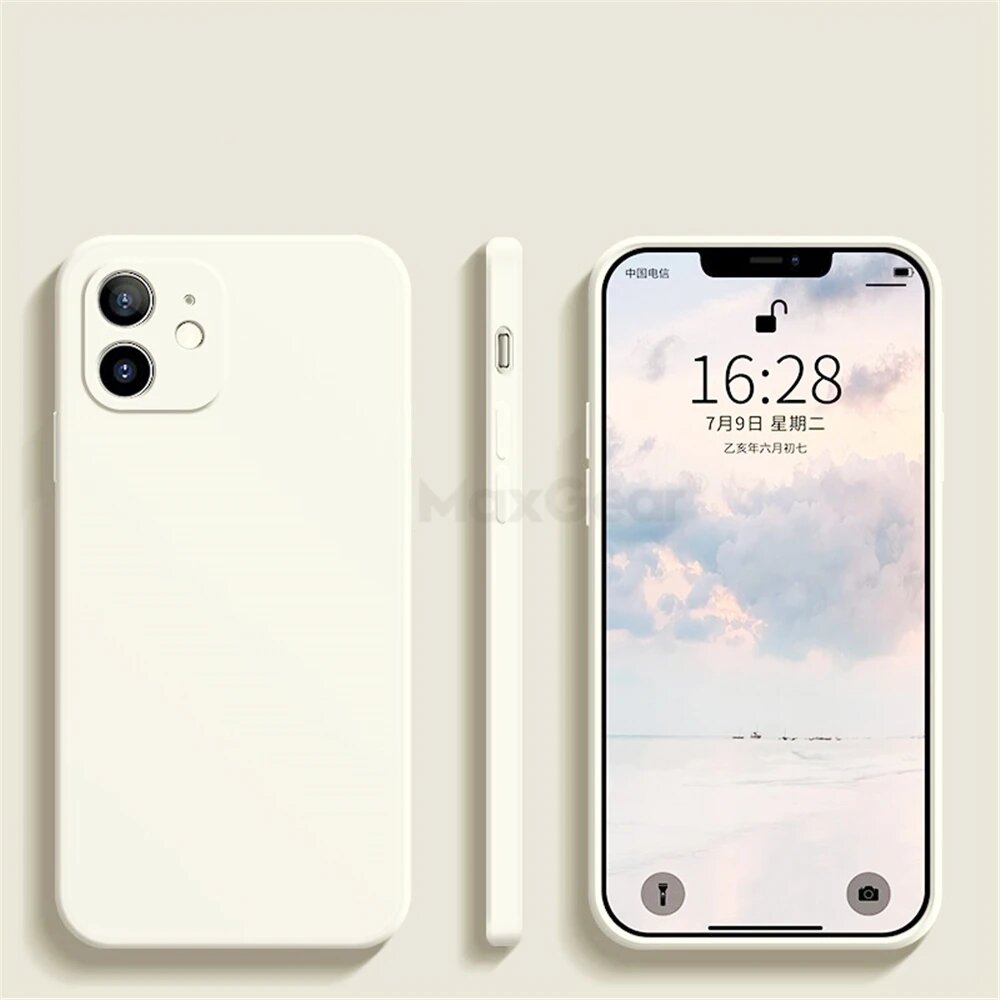 Белый чехол для iPhone 12 Pro Max, жидкий силикон