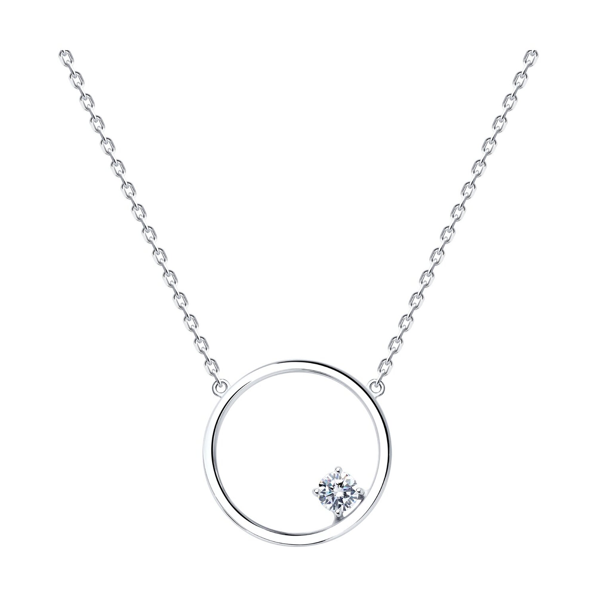 Колье, серебро, 925 проба, родирование, фианит