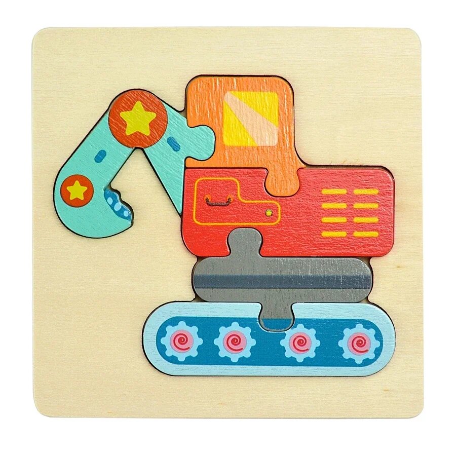 Деревянный 3D пазл VEK Мультяшные животные Excavator