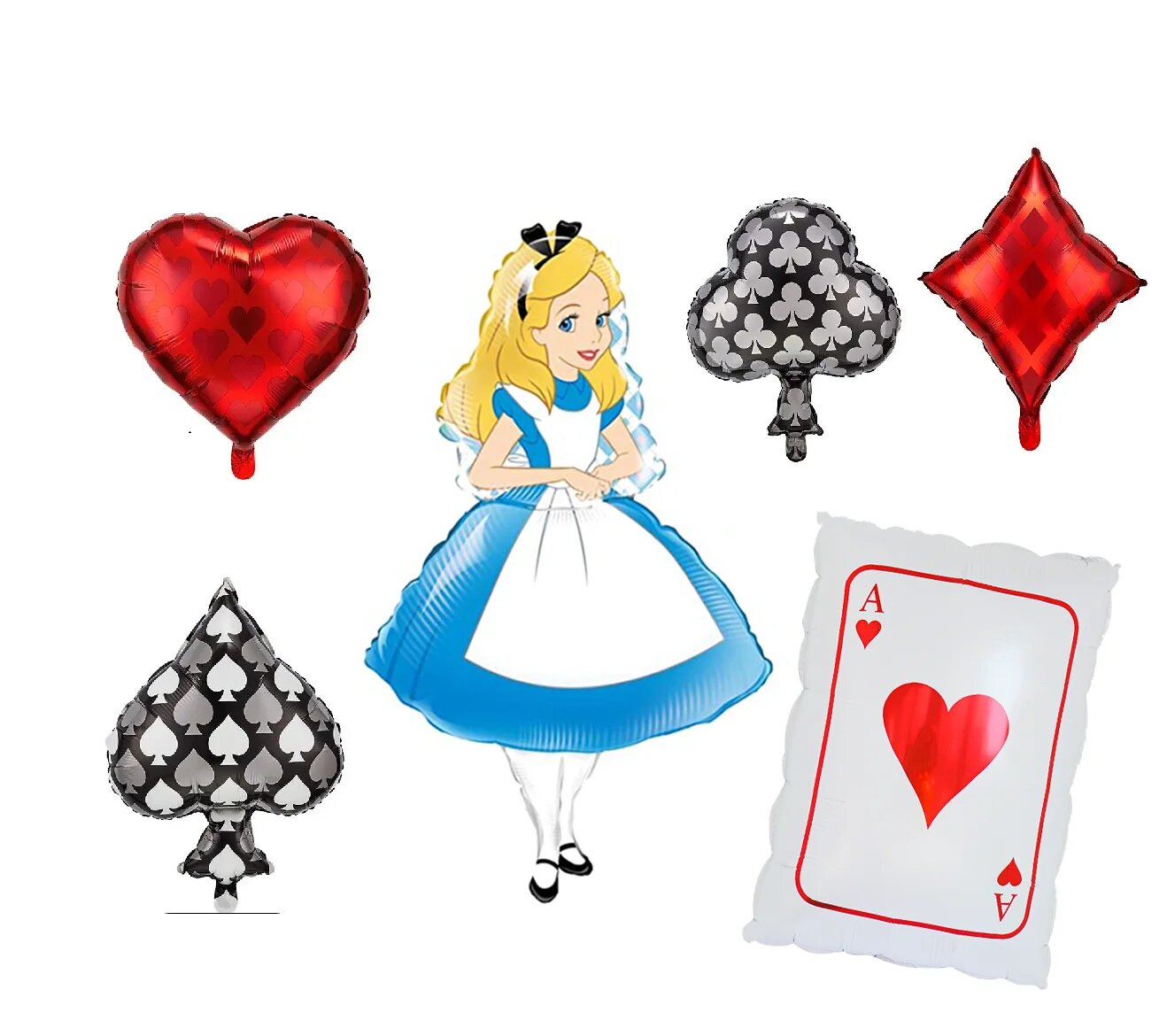 Фольгированный воздушный шар принцессы для девочек, покерные карты на день рождения, Ace Of Hearts, воздушные шары Алисы, товары для украшения вечеринки в стране чудес