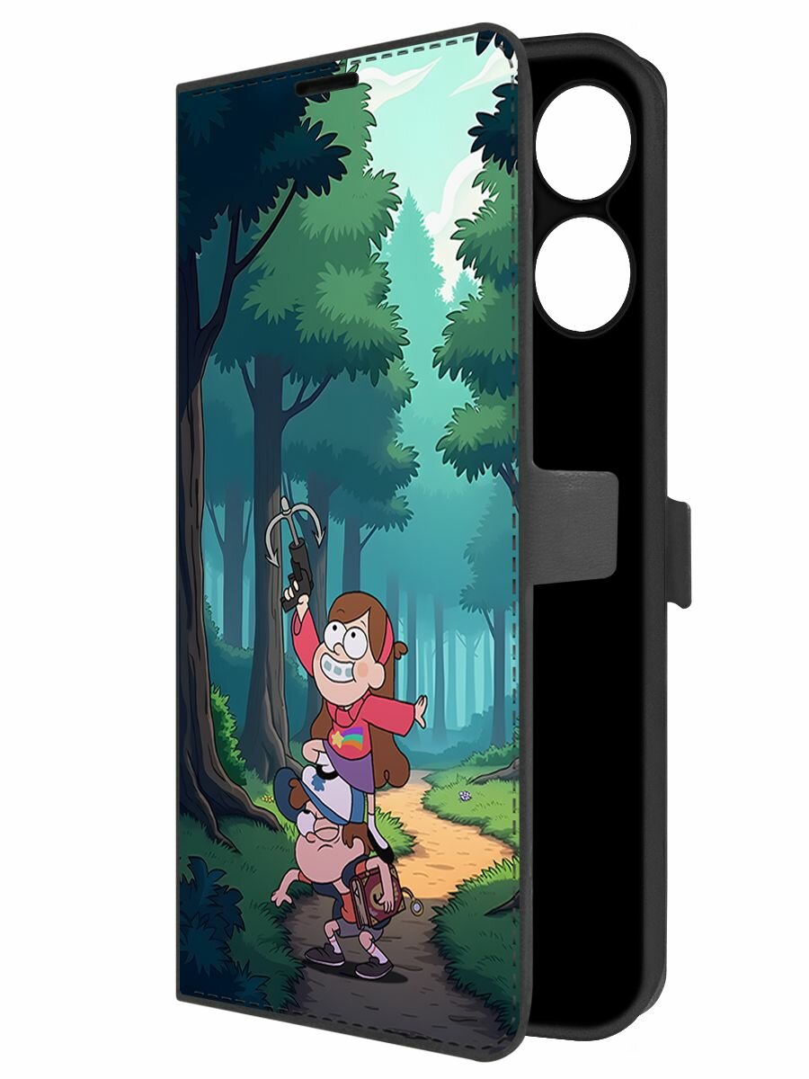 Чехол-книжка Krutoff Eco Book для Realme C61 Гравити Фолз: Диппер и Мейбл (черный)