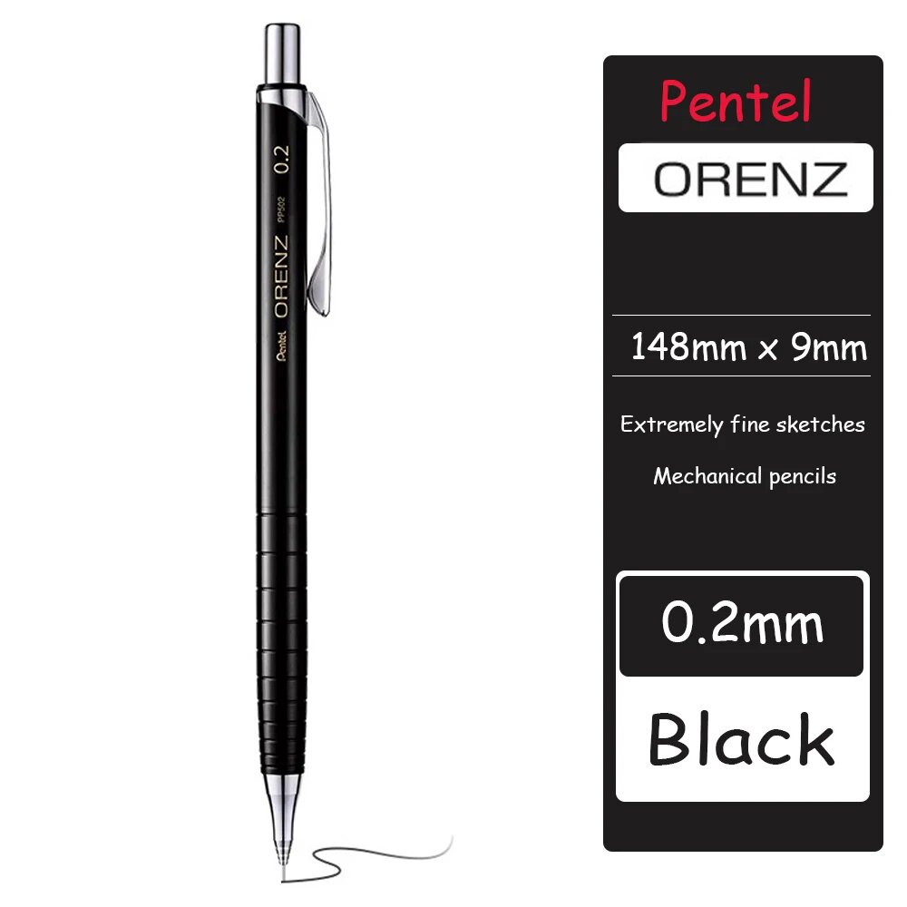 Pentel Orenz Механический карандаш 0.2/0.3 мм Черный, 0.2mm Black