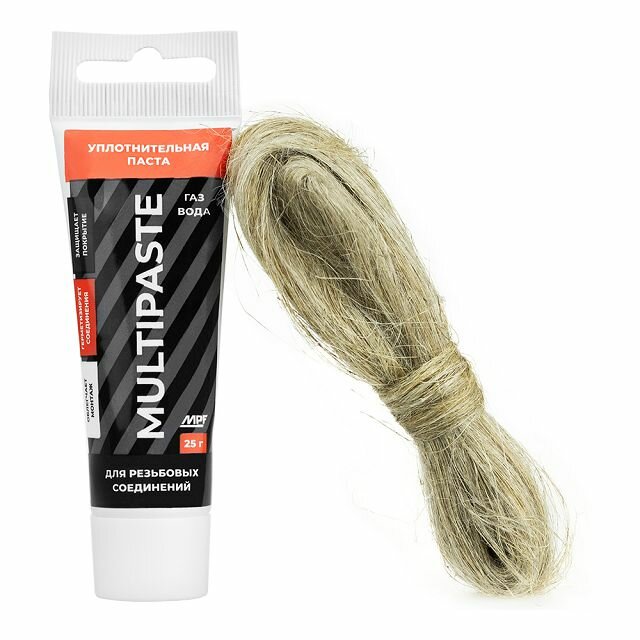 MULTIPASTA уплотнительная universalная паста 25 г для воды пара и газа + лён Premium в тубе
