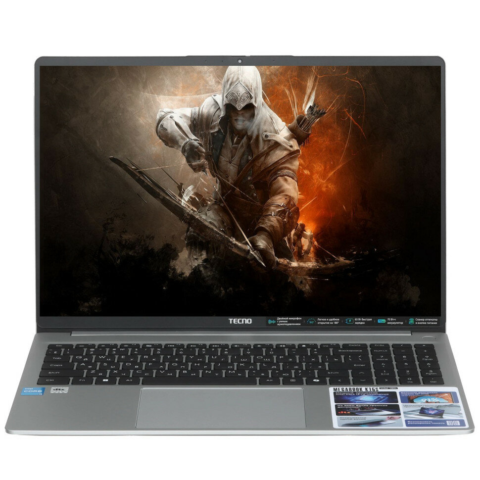 16" Ноутбук Tecno Megabook K16S, IPS, Intel Core i5-13420H, RAM 16 ГБ, SSD 1000 ГБ, Intel Iris Xe Graphics, Windows 11
