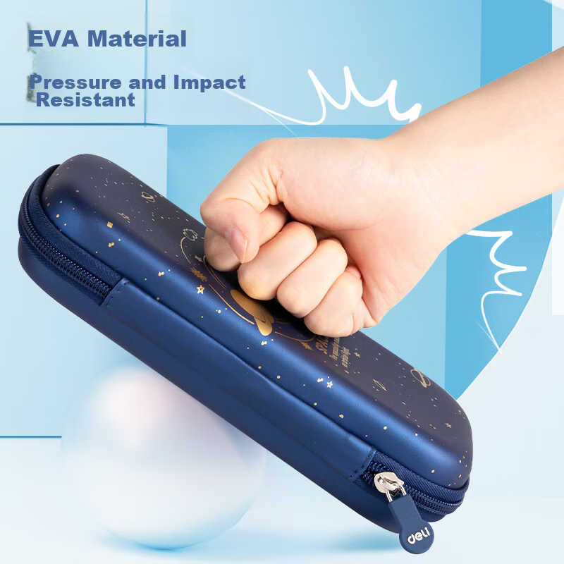 Пенал Deli Elementary School, PVC, картон, с кодовым замком, голубой