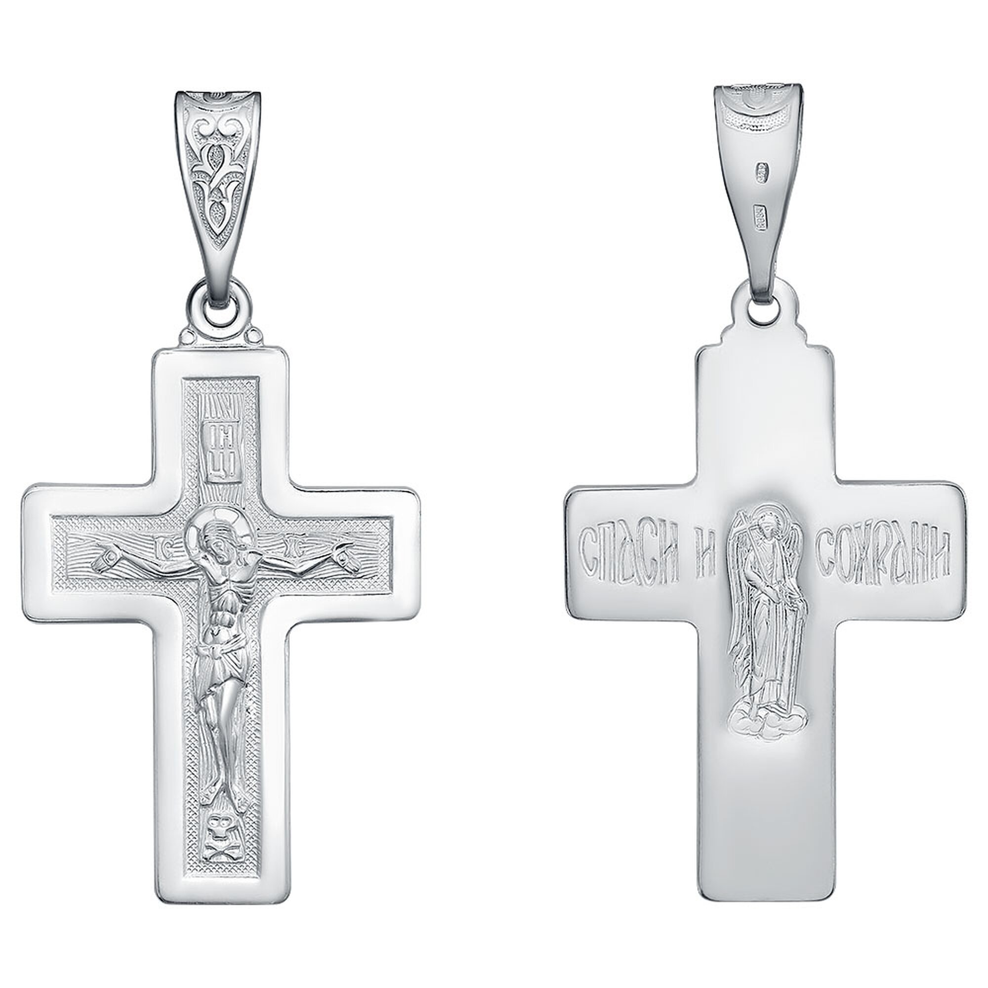 Крестик, серебро, 925 проба, родирование