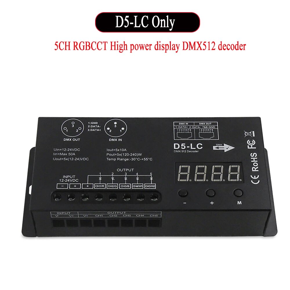 CENFAYA RGB Контроллер DMX 5CH 12А